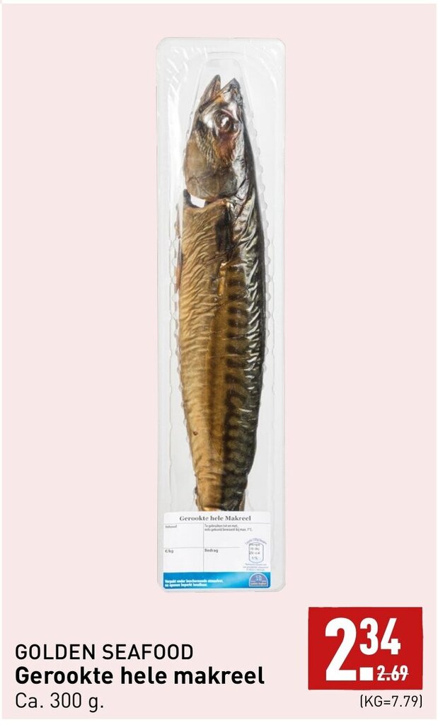 GOLDEN SEAFOOD Gerookte hele makreel 300 g. aanbieding bij ALDI