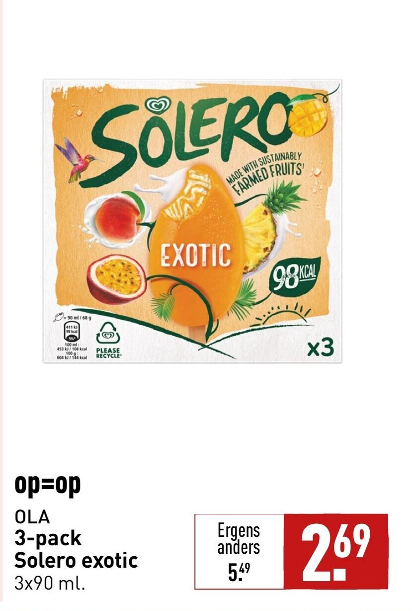 OLA 3-pack Solero exotic 3x90 ml. aanbieding bij ALDI