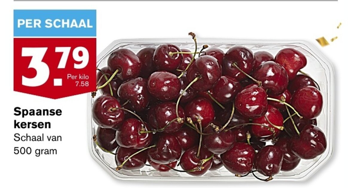 Spaanse kersen 500 gram aanbieding bij Hoogvliet