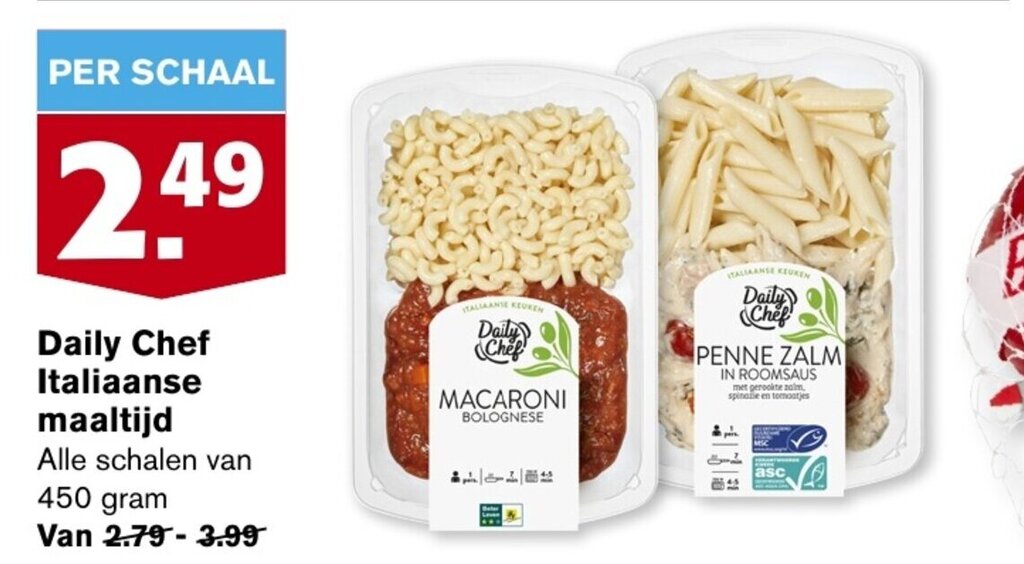 Daily Chef Italiaanse maaltijd 450 gram aanbieding bij Hoogvliet