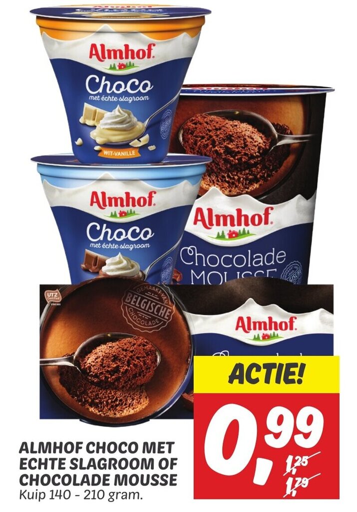 ALMHOF CHOCO MET ECHTE SLAGROOM OF CHOCOLADE MOUSSE Kuip 140-210 gram ...