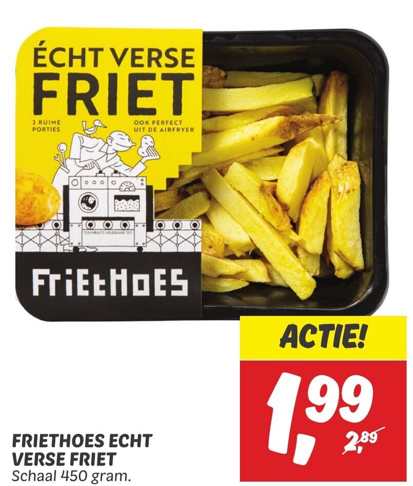 FRIETHOES ECHT VERSE FRIET 450 gram. aanbieding bij Dekamarkt