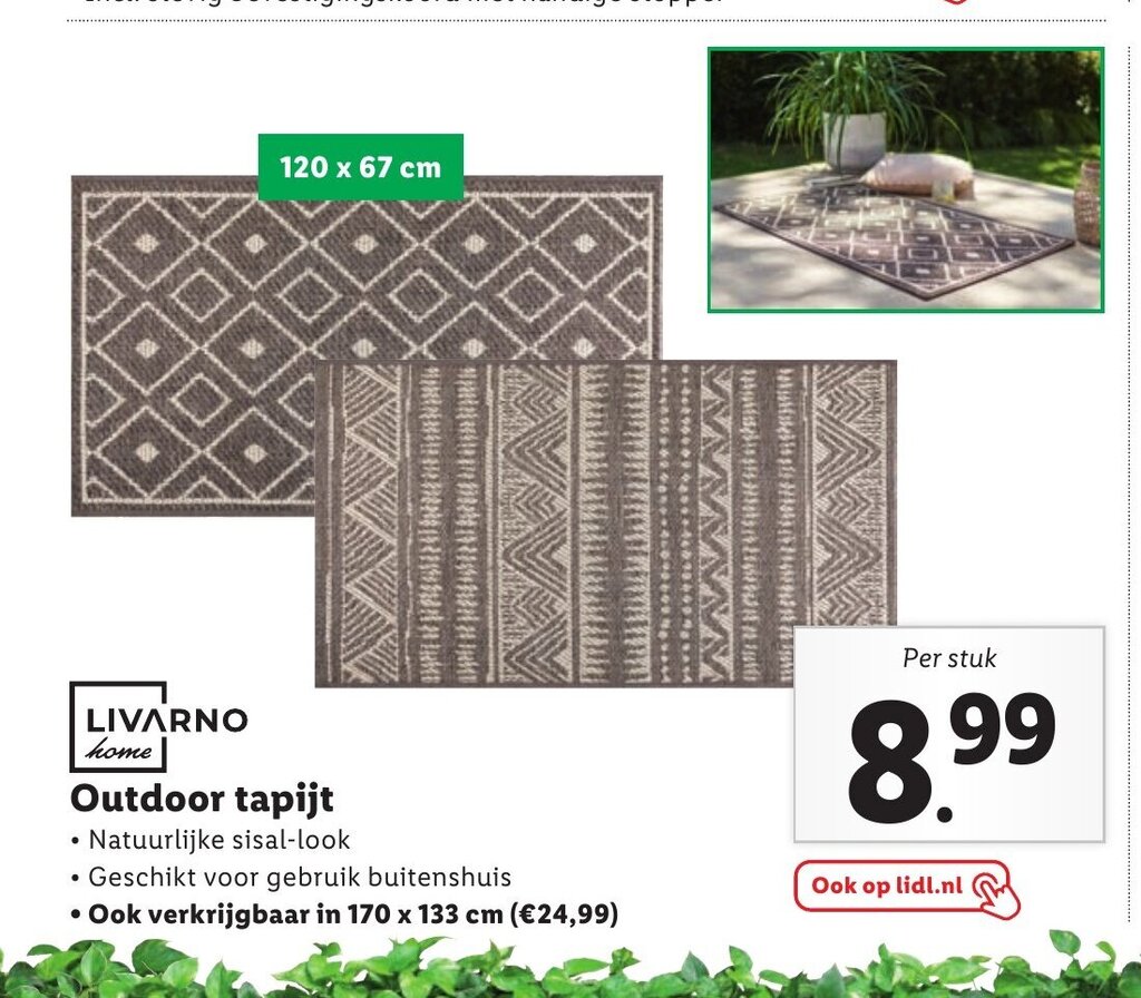 LIVARNO home Outdoor tapijt 120 x 67 cm aanbieding bij Lidl