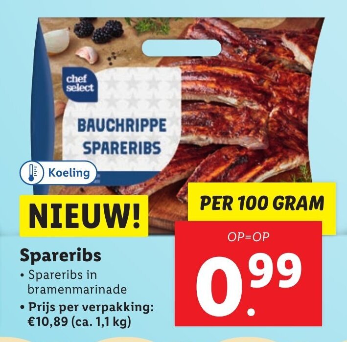 Spareribs 100 gram aanbieding bij Lidl