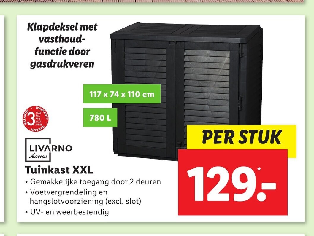 LIVARNO home Tuinkast XXL 117 x 74 x 110 cm aanbieding bij Lidl