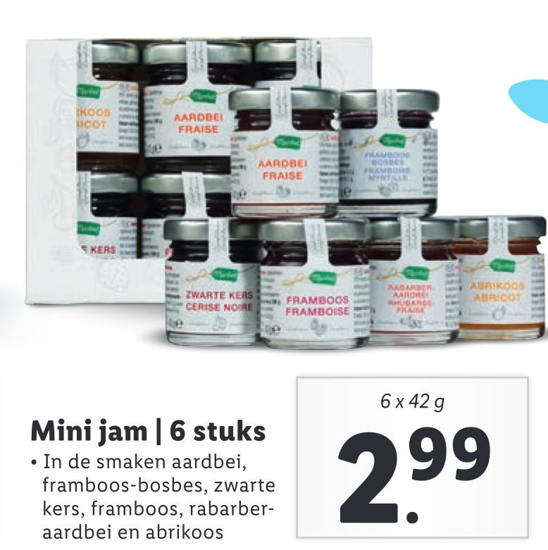 Mini jam 6x42 gram aanbieding bij Lidl