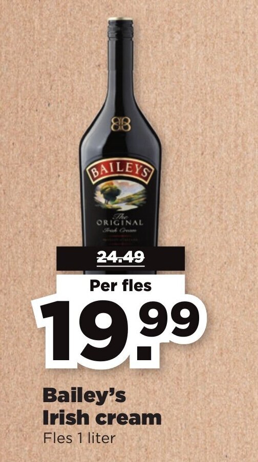 Bailey's Irish cream Fles 1 liter aanbieding bij PLUS