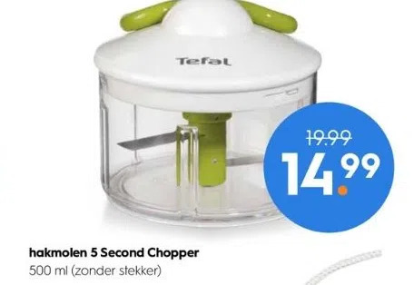 Hakmolen 5 second chopper 500 ml (zonder stekker) aanbieding bij Blokker