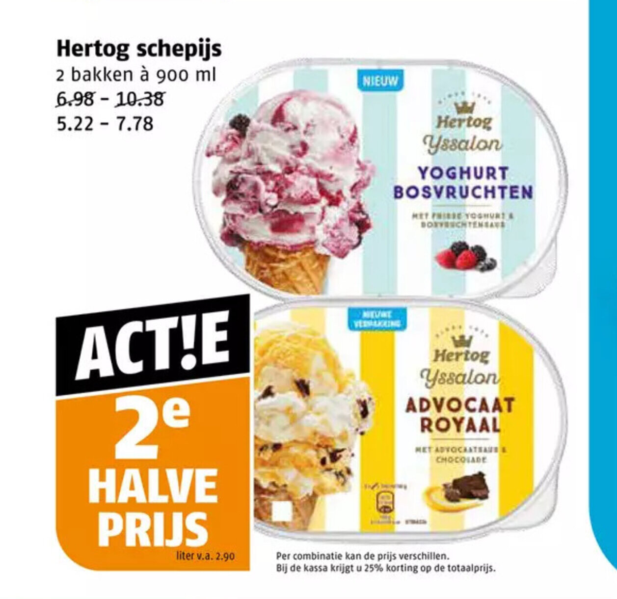Hertog schepijs 2 bakken à 900 ml aanbieding bij Poiesz