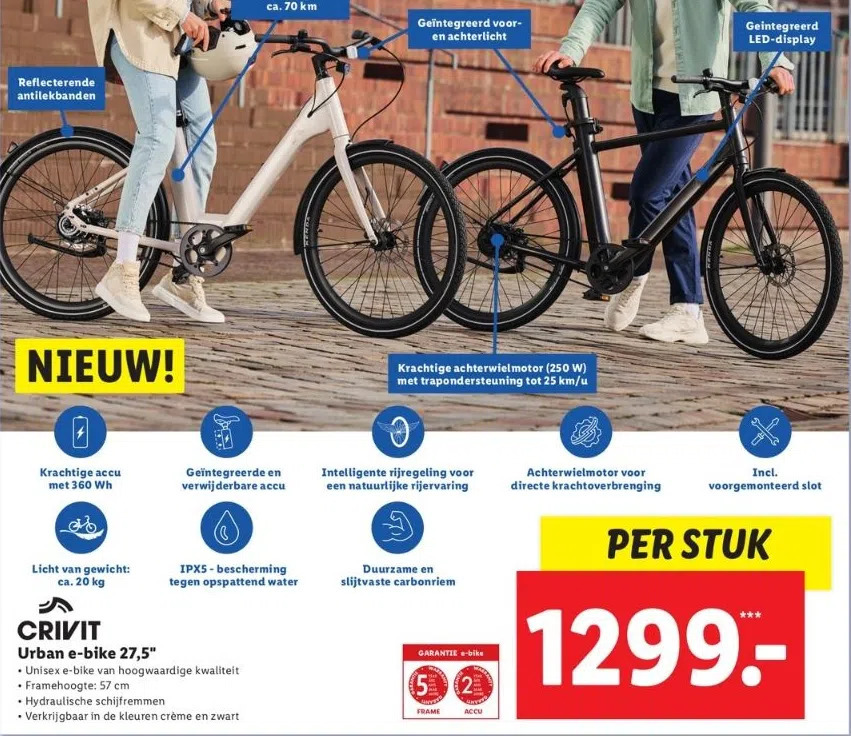 Crivit urban e-bike 27,5 aanbieding bij Lidl