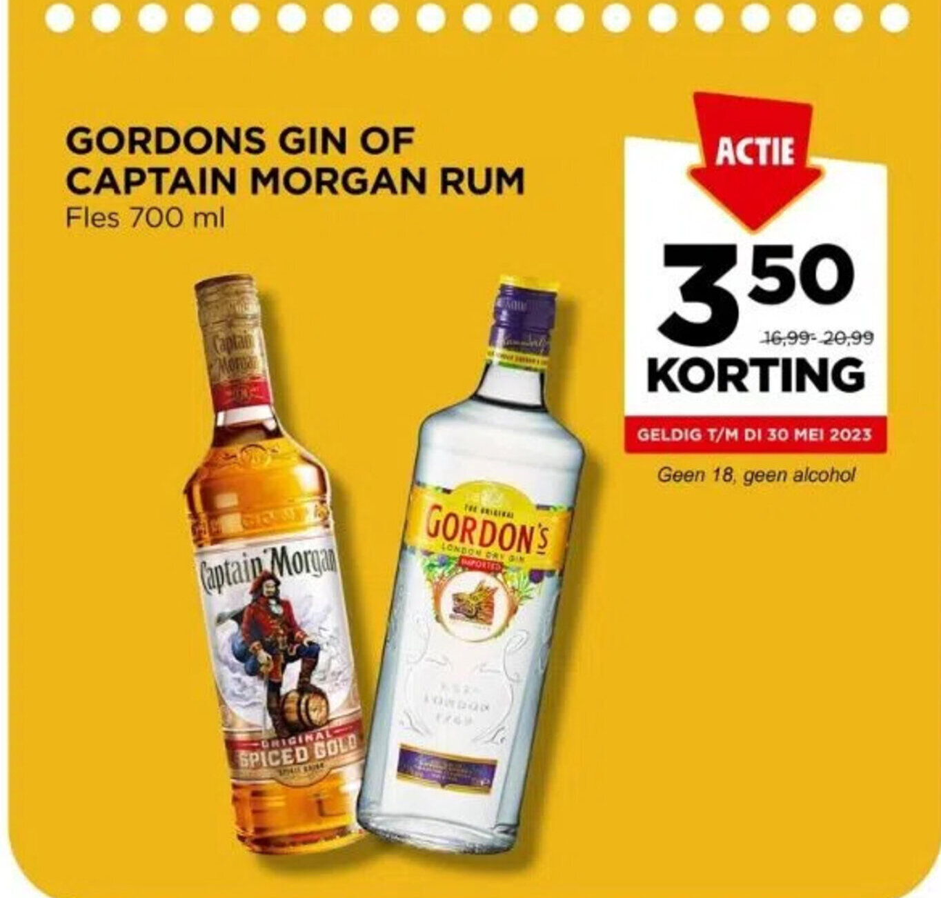 GORDONS GIN OF CAPTAIN MORGAN RUM Fles 700 ml aanbieding bij Jumbo