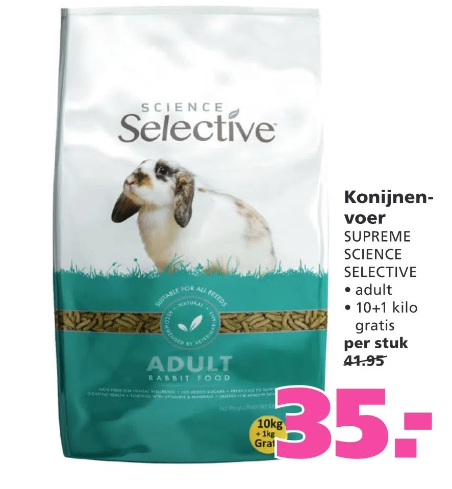 Konijnen- voer supreme science selective aanbieding bij Ranzijn