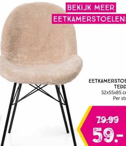 Eetkamerstoel teddy aanbieding bij Xenos