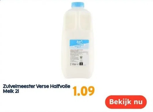 Zuivelmeester verse halfvolle melk 2l aanbieding bij Ochama