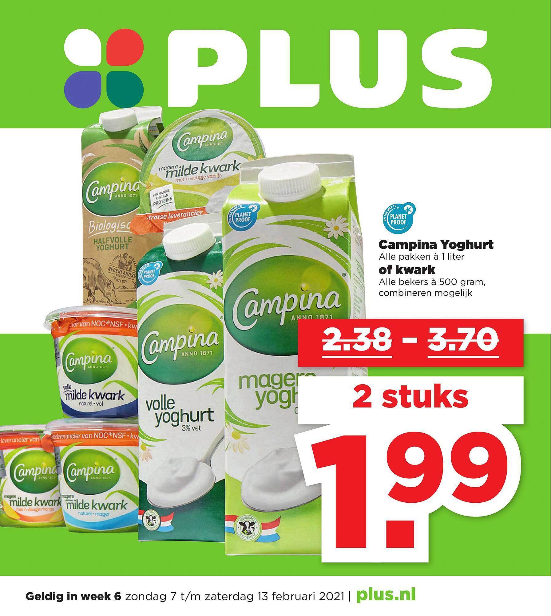 Campina Yoghurt aanbieding bij PLUS