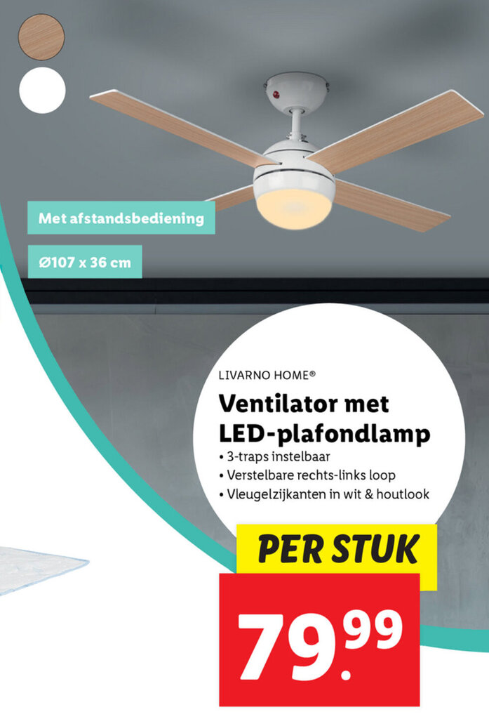 Livarno Home Ventilator met LED-plafondlamp aanbieding bij Lidl
