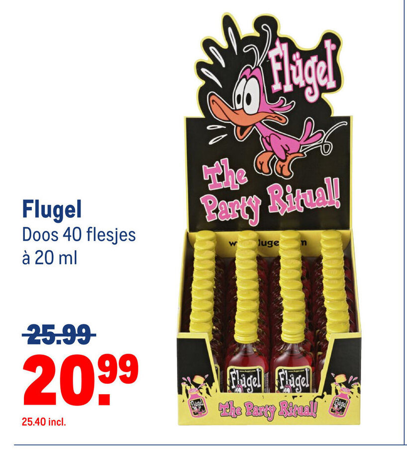 Flugel Doos 40 flesjes à 20 ml aanbieding bij Makro