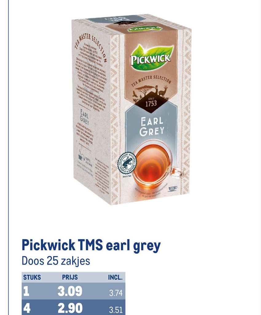 Pickwick TMS earl grey aanbieding bij Makro