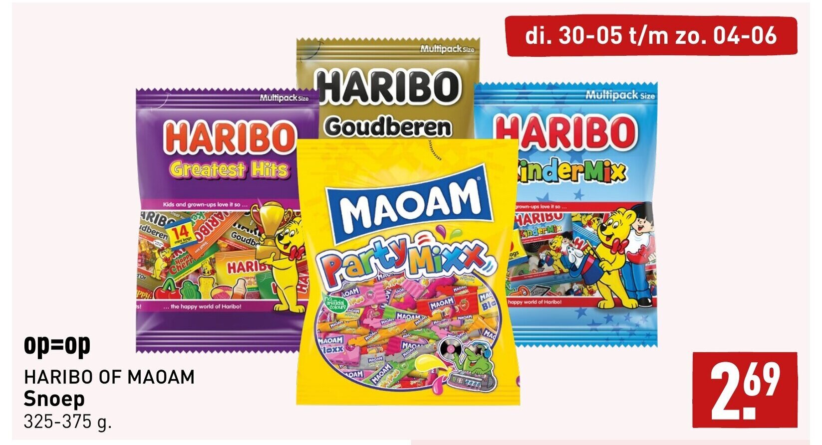 HARIBO OF MAOAM Snoep 325-375 g aanbieding bij ALDI