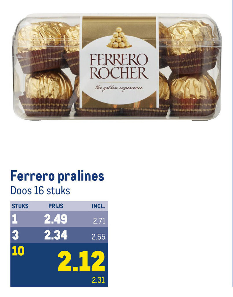 Ferrero pralines Doos 16 stuks aanbieding bij Makro