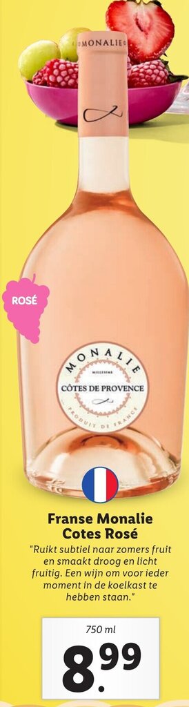 Franse Monalie Cotes Rosé 750 ml aanbieding bij Lidl