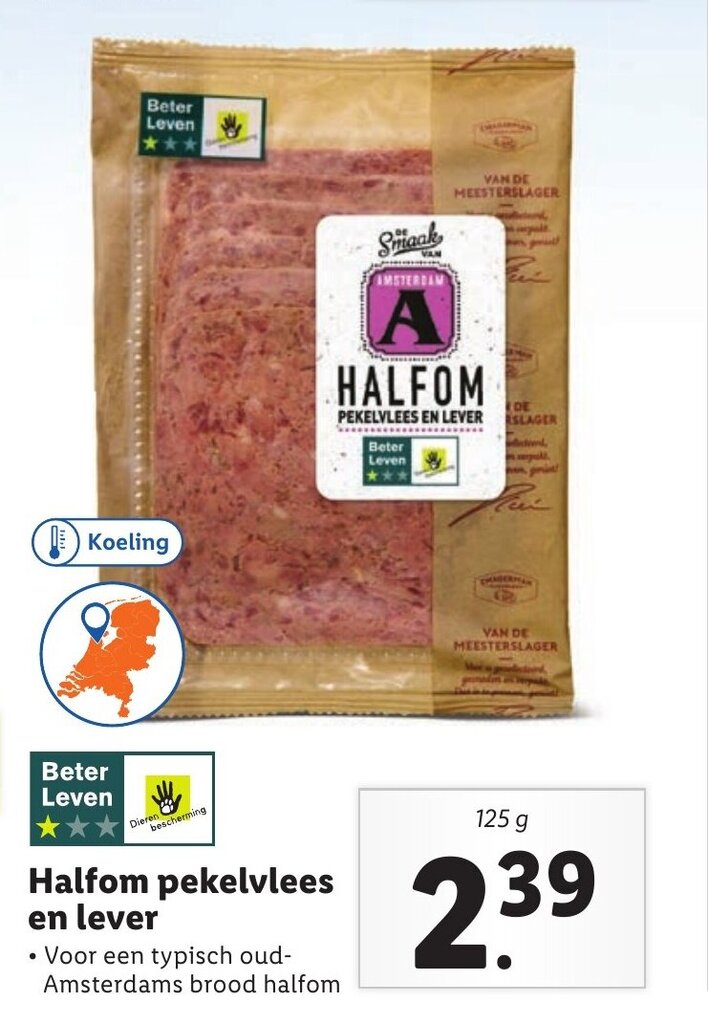 Halfom pekelvlees en lever 125 g aanbieding bij Lidl