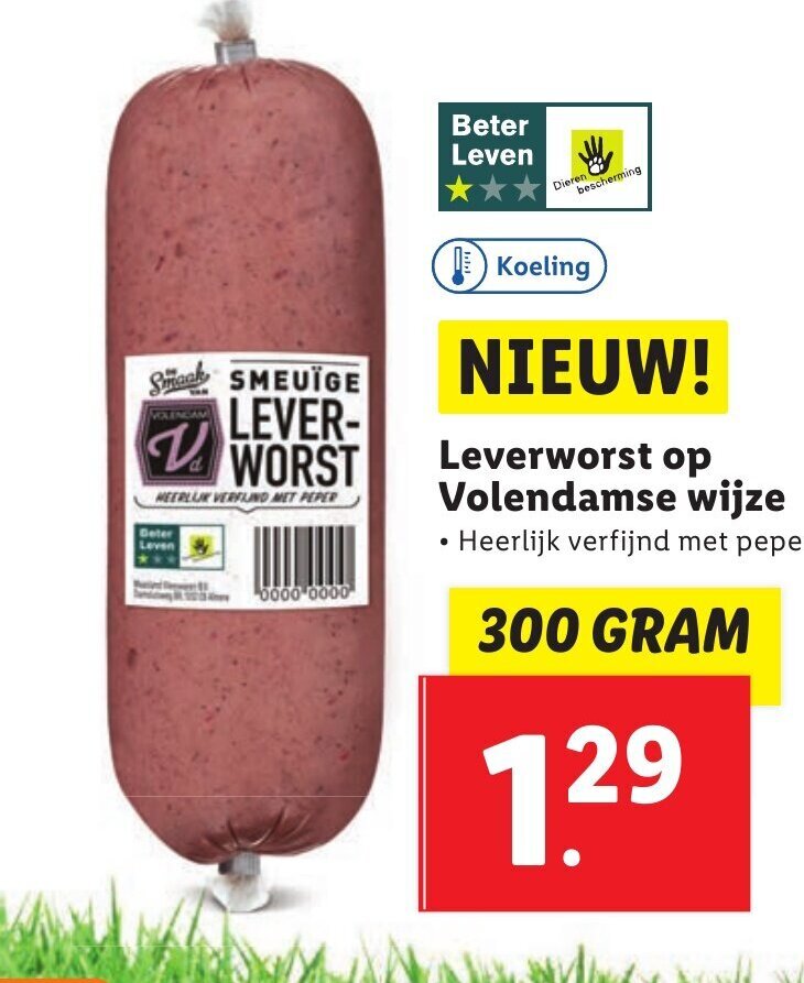 Leverworst op Volendamse wijze 300 gram aanbieding bij Lidl