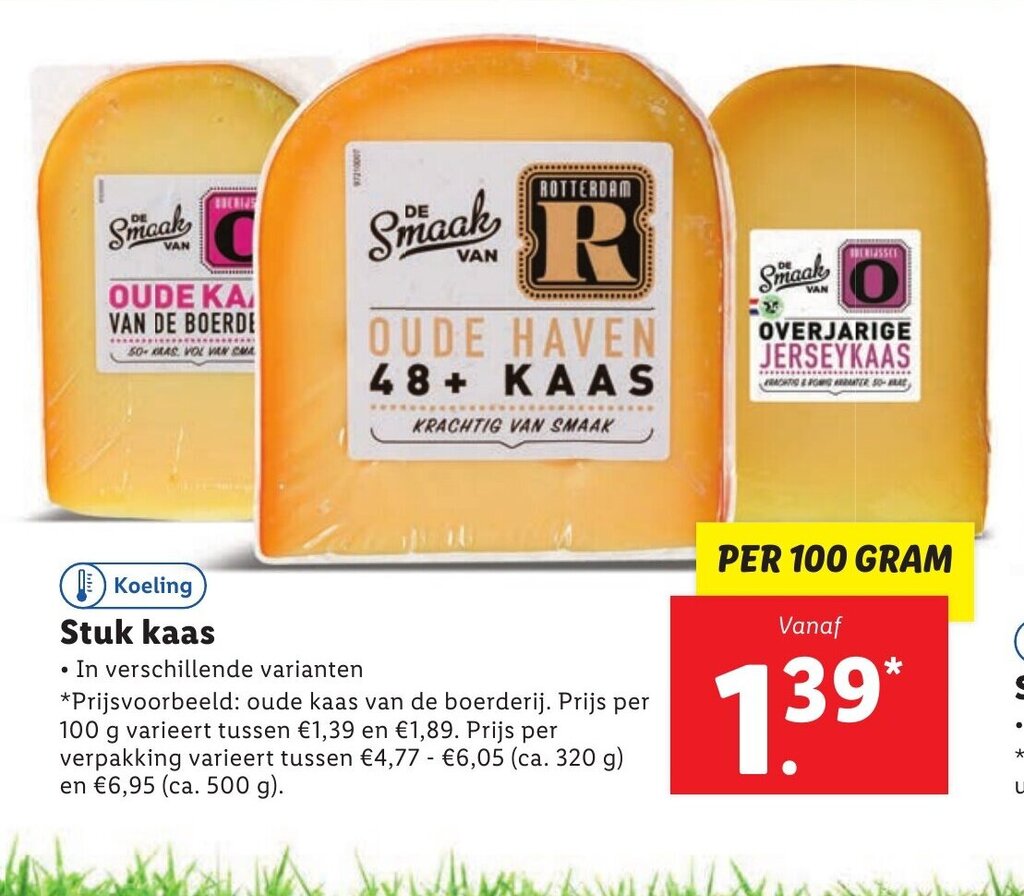 Stuk kaas PER 100 GRAM aanbieding bij Lidl