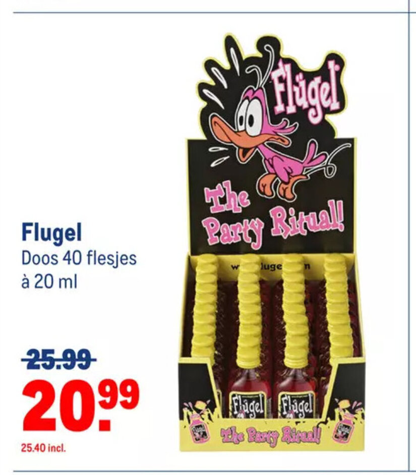 Flugel Doos 40 flesjes à 20 ml aanbieding bij Makro
