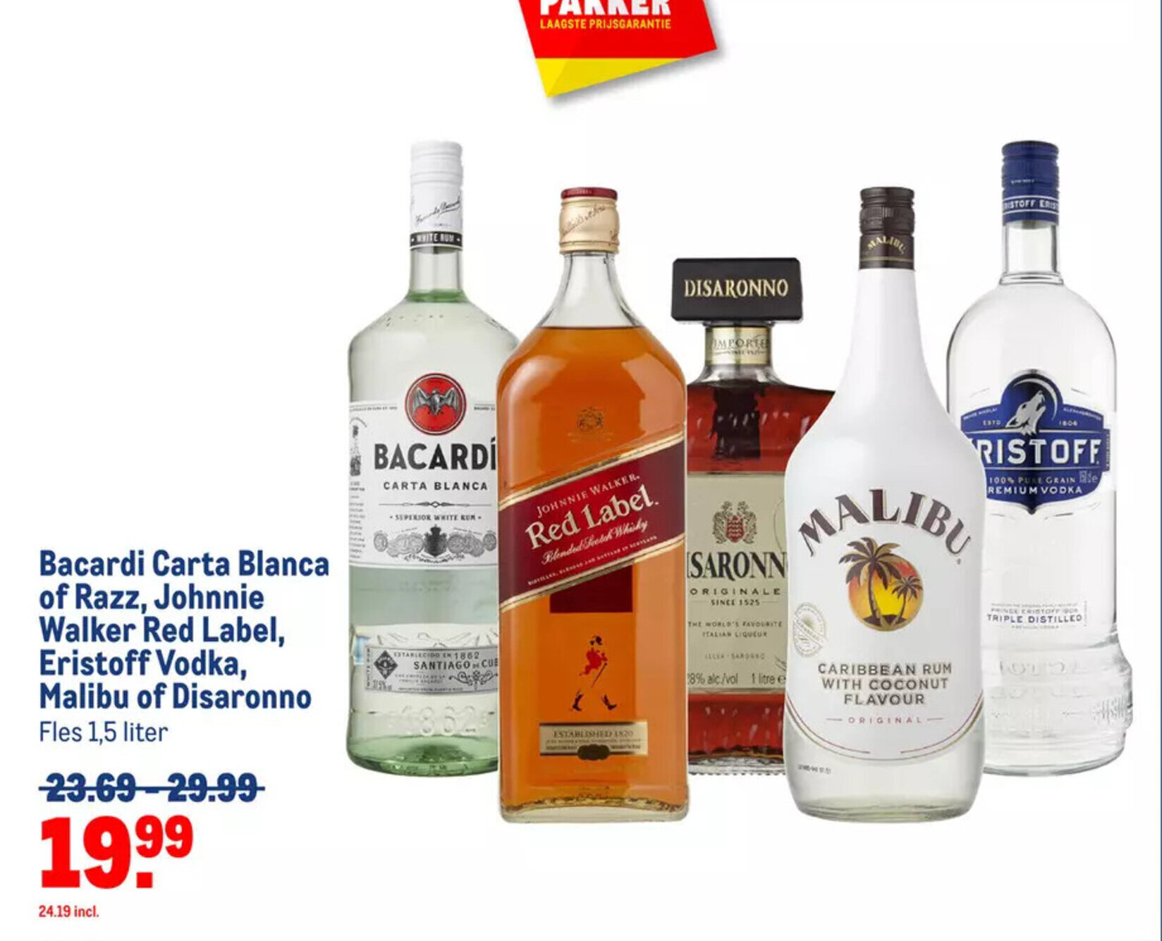 Bacardi Carta Blanca of Razz, Johnnie Walker Red Label, Eristoff Vodka ...
