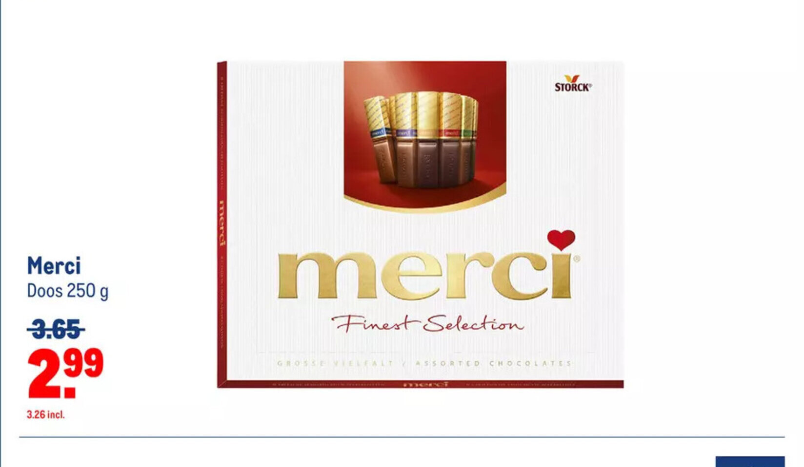 Merci Doos 250 g 3.65 99 aanbieding bij Makro