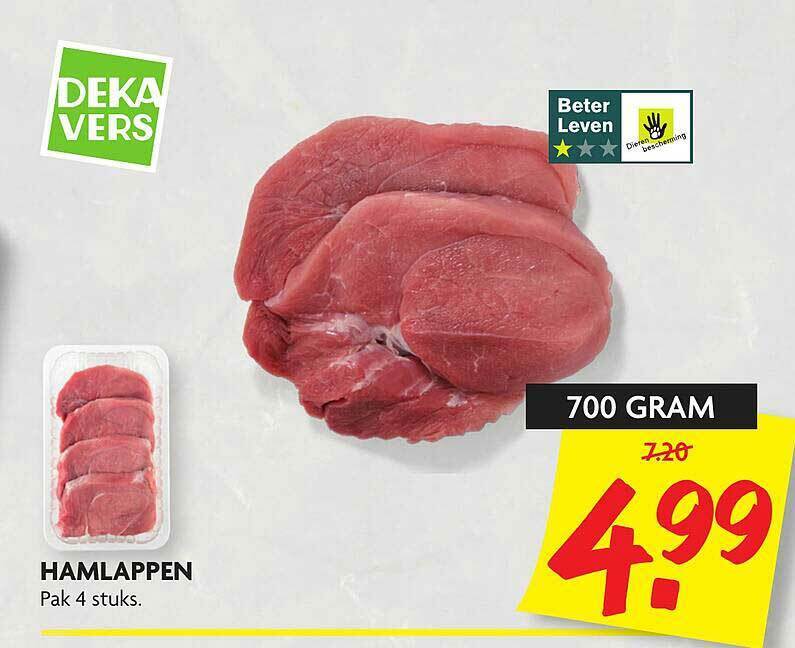 Hamlappen 700 gram aanbieding bij Dekamarkt
