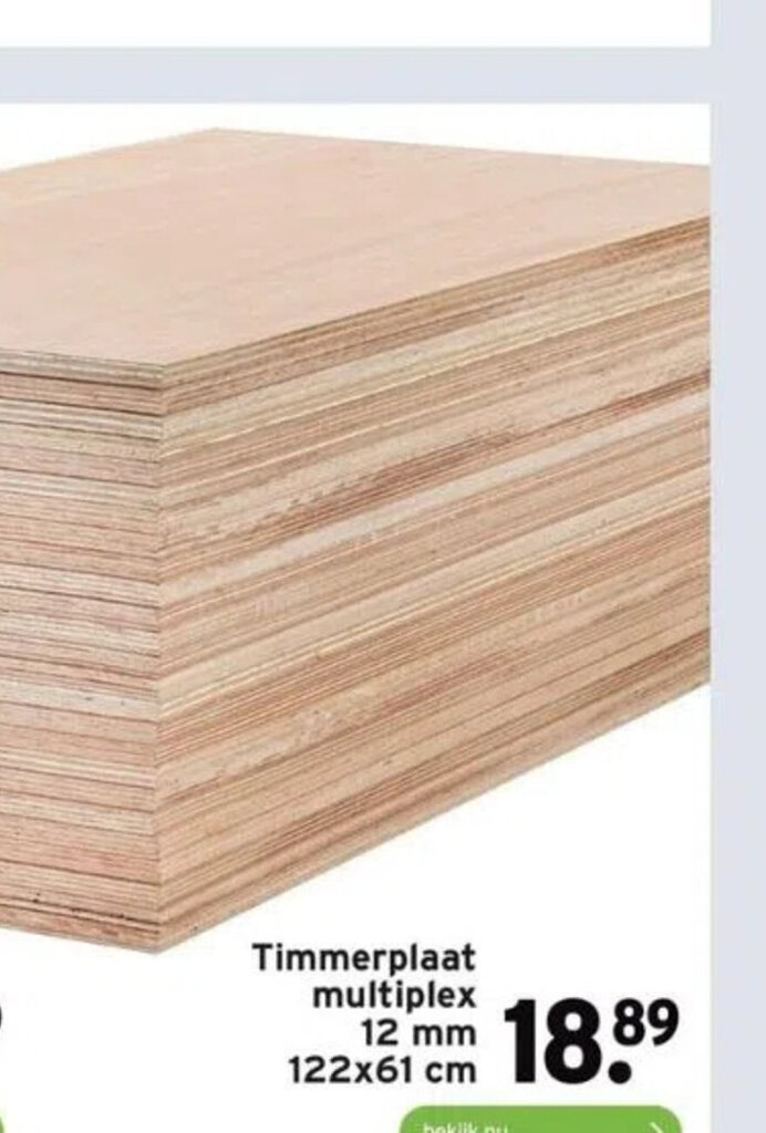 Timmerplaat multiplex 12 mm 122x61 cm aanbieding bij GAMMA