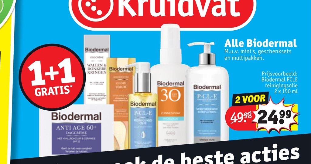 Biodermal PCLE reinigingsolie 2 x 150 ml aanbieding bij Kruidvat