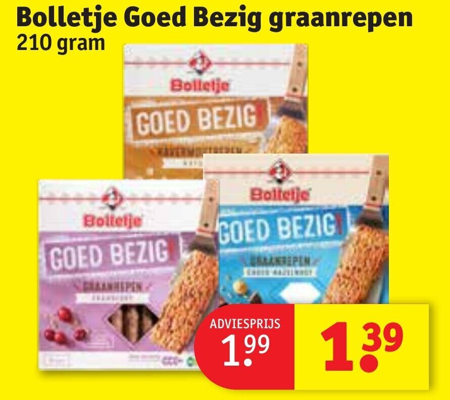 Bolletje Goed Bezig graanrepen 210 gram aanbieding bij Kruidvat