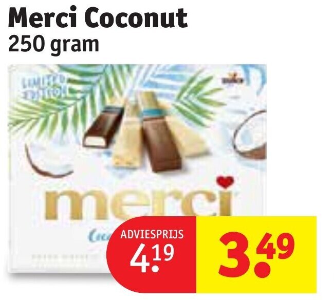 Merci Coconut 250 gram aanbieding bij Kruidvat