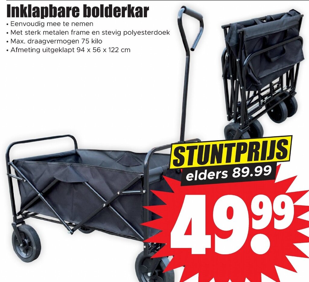 Inklapbare bolderkar 94 x 56 x 122cm aanbieding bij Dirk