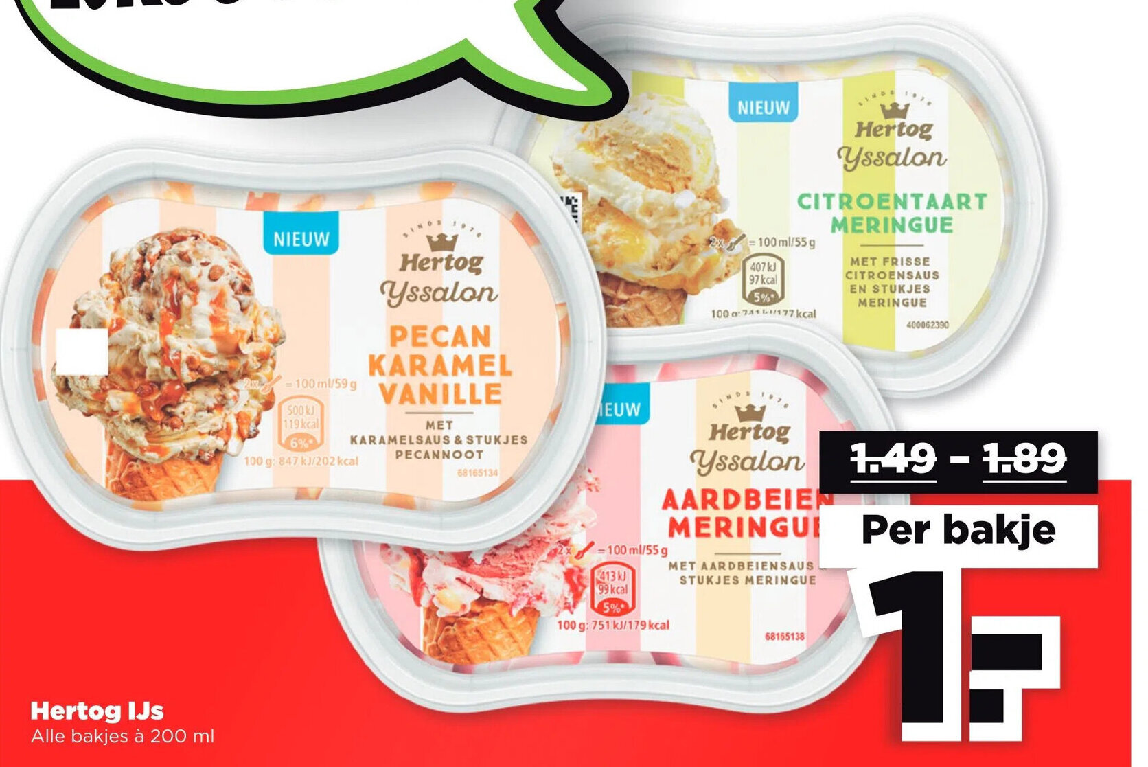 Hertog IJs Alle bakjes à 200 ml aanbieding bij PLUS
