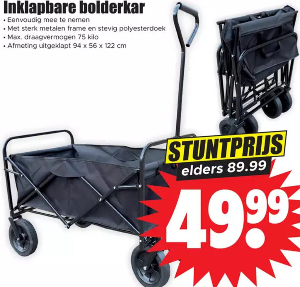 Inklapbare bolderkar • Afmeting uitgeklapt 94 x 56 x 122 cm aanbieding ...