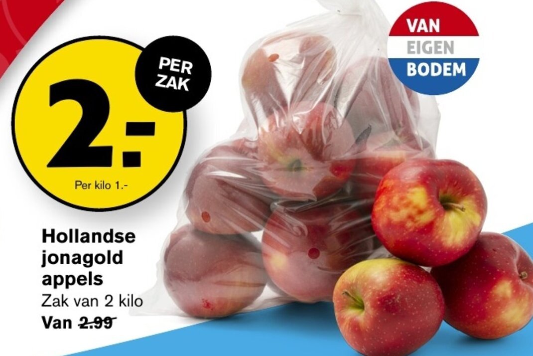 Hollandse jonagold appels ,2 kilo aanbieding bij Hoogvliet