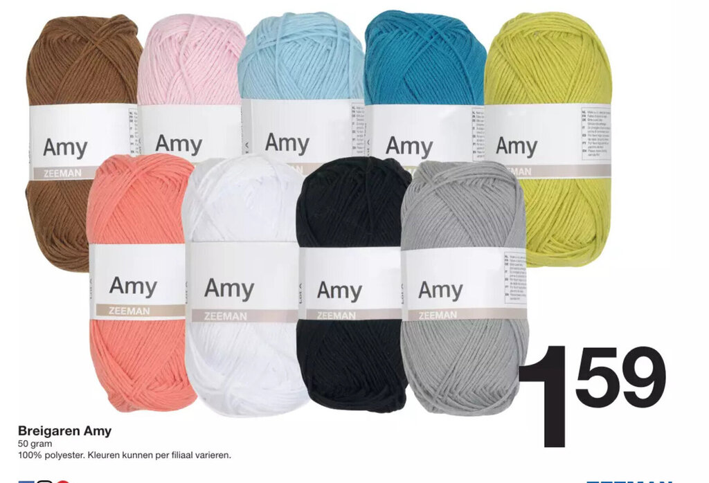 Breigaren Amy 50 gram aanbieding bij Zeeman