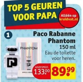 Paco rabanne phantom aanbieding bij Kruidvat