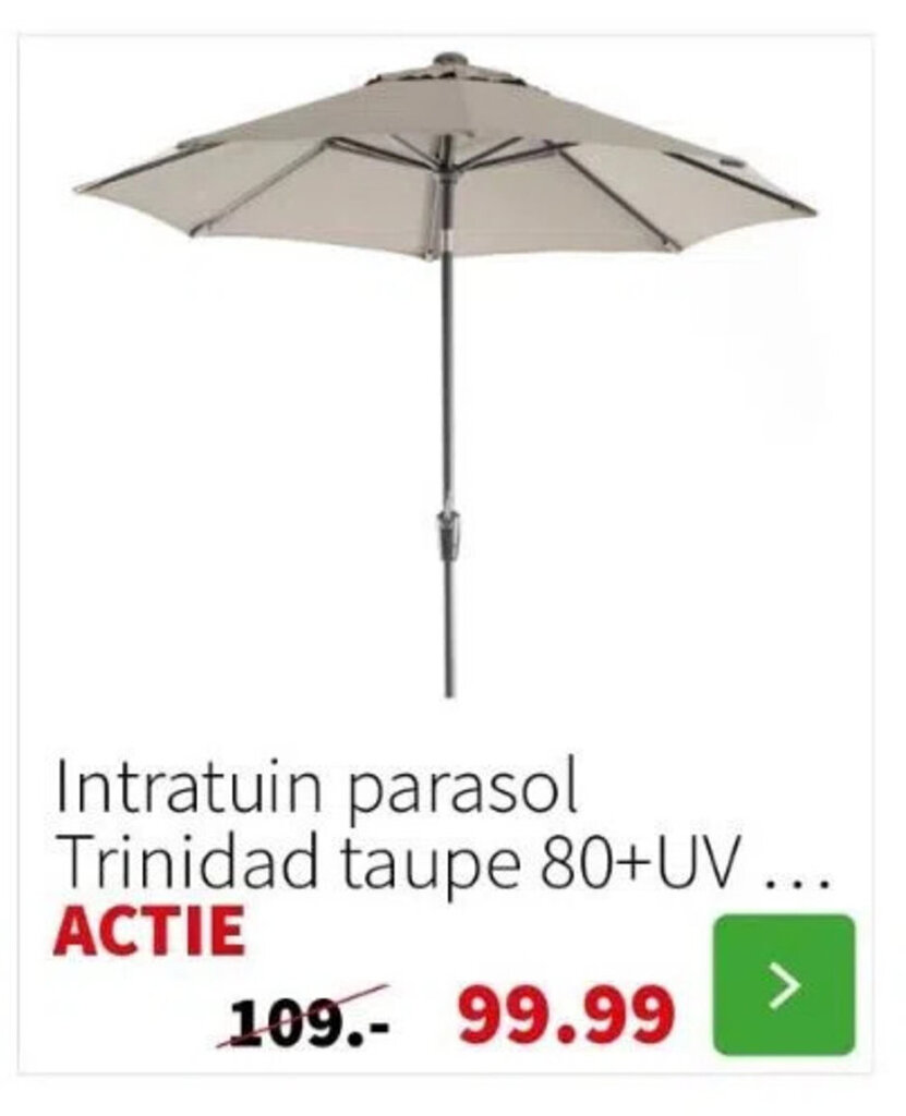 Intratuin parasol Trinidad taupe 80+UV... aanbieding bij Intratuin