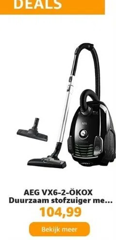 Aeg vx6-2-ökox duurzaam stofzuiger met zak (milieubewust, 60% gerecycled, met zak, 800 watt ...