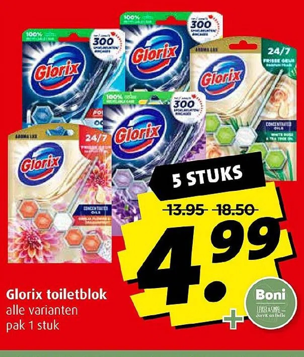 Glorix toiletblok aanbieding bij Boni