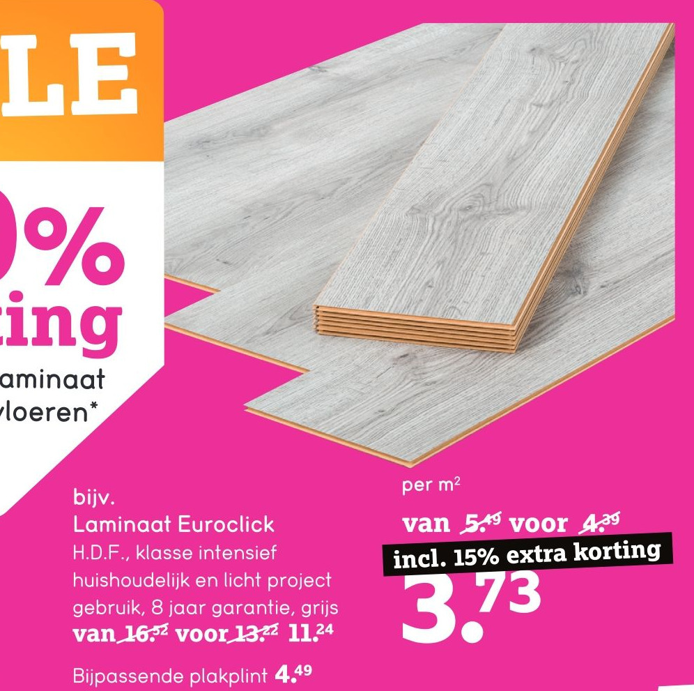 Laminaat Euroclick aanbieding bij Leen Bakker
