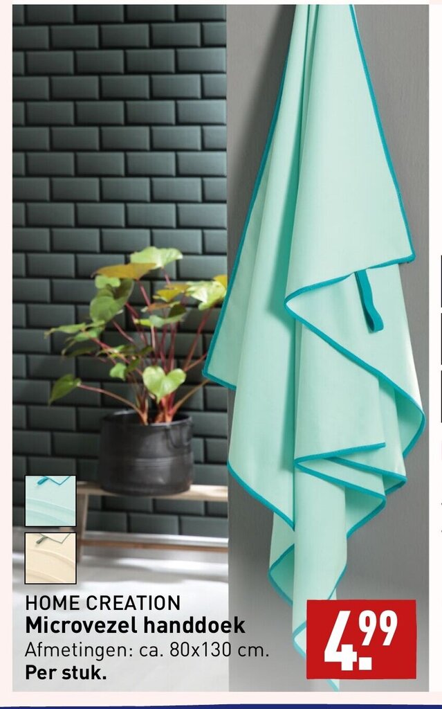 HOME CREATION Microvezel handdoek 80x130 cm. aanbieding bij ALDI