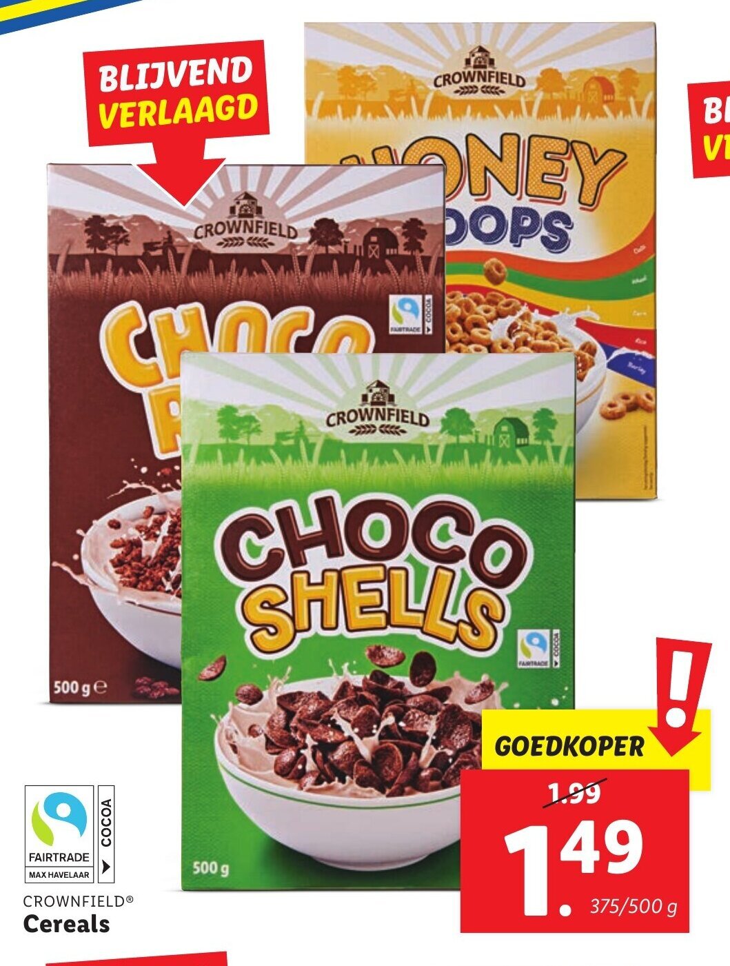 CROWNFIELD® Cereals 375/500 g aanbieding bij Lidl