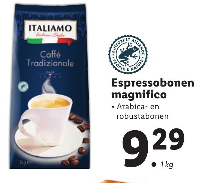 ITALIAMO Espressobonen magnifico 1 kg aanbieding bij Lidl