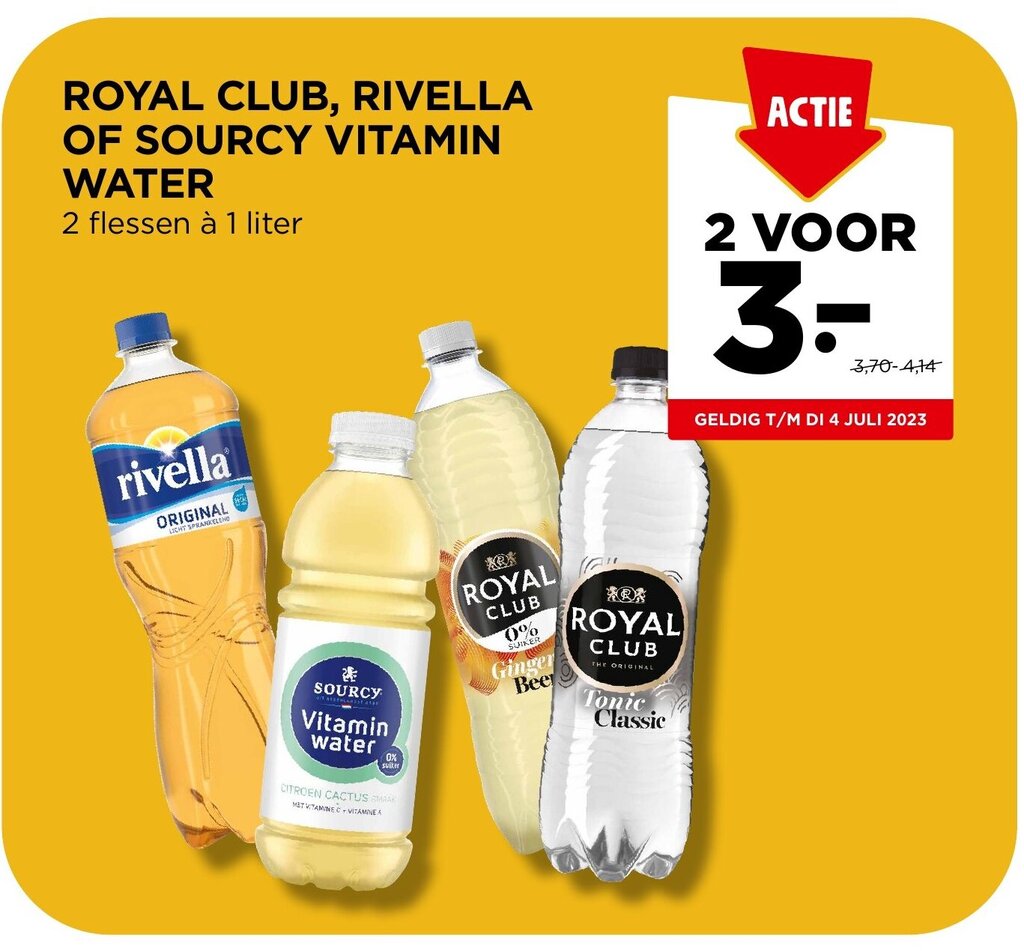 ROYAL CLUB, RIVELLA OF SOURCY VITAMIN WATER 2 flessen à 1 liter ...